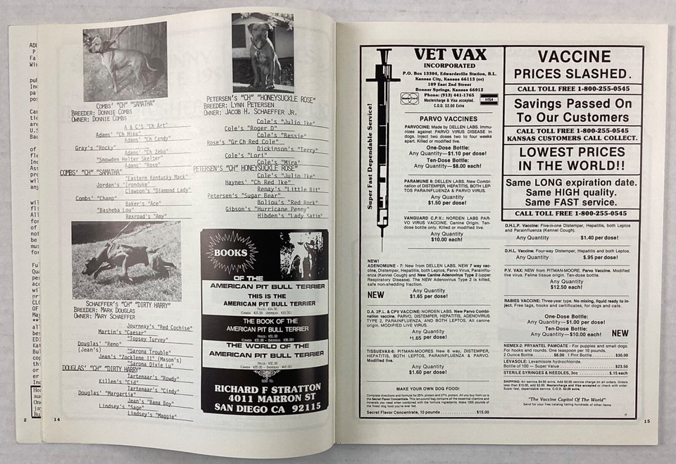 American Pit Bull Terrier Gazette February 1985 Magazine ADBA George ...