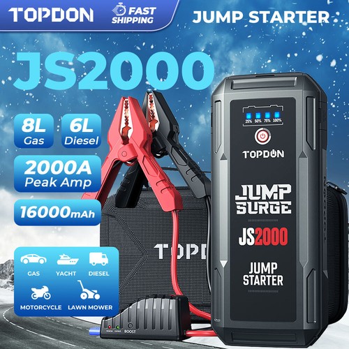 TOPDON JS2000 Booster Pack 2000A 12V Lithium Jump Starter Battery Power ...