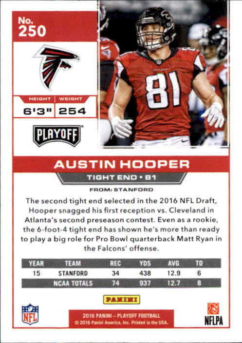 Austin Hooper 2016 Panini Playoff Rookie Card #250 | eBay