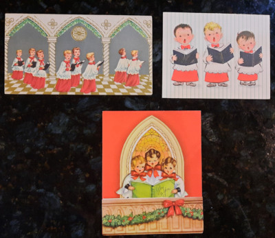 3 Vintage Children's Choir Themed Christmas Greeting Cards - New and ...