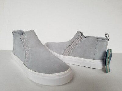 TOMS Womens Bryce Slip On Sneakers Shoes Mid GreySuede / Faux Fur Size ...