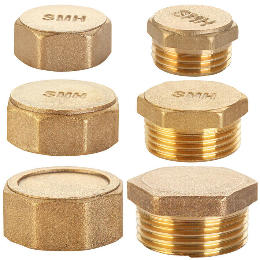 Brass 1/2" 3/4" Male/Female Blanking Cap Stop End Lock, Water Gas Pipe ...