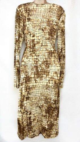 Kennth Cole Vintage Dress M Animal Print A-Line Long Sleeve Brown | eBay