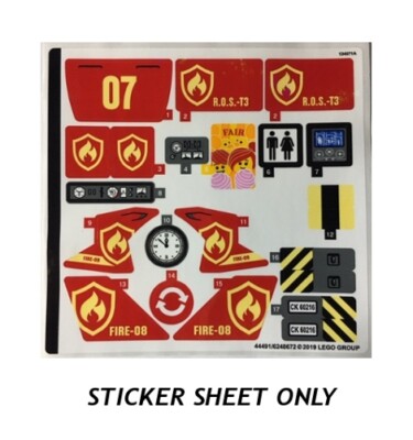LEGO 60216 - Town: City: Fire - Downtown Fire Brigade - STICKER SHEET ...