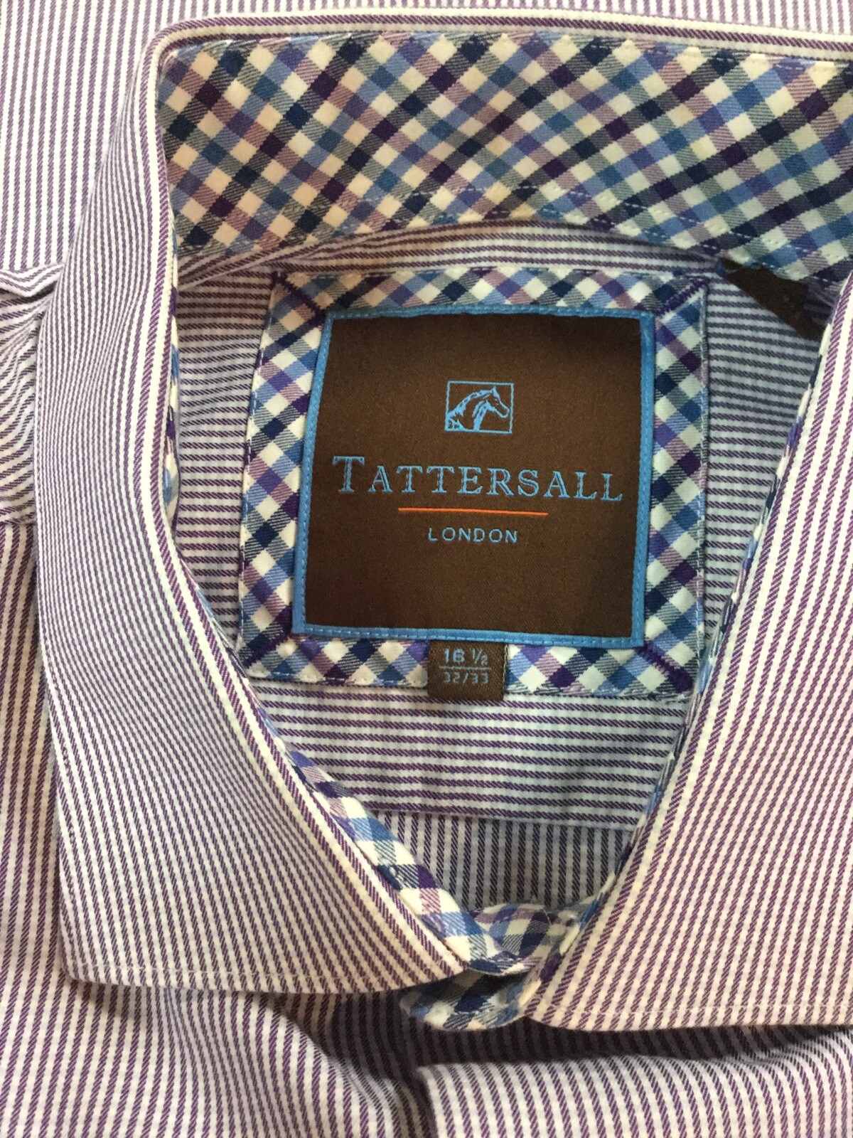 Mens Tattersall London Purple Small Check Print Size … - Gem