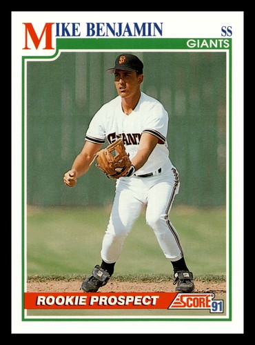1991 Score Mike Benjamin RC Rookie Prospect SF Giants #345 Centered ...