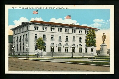 Georgia GA postcard Augusta, Post Office & Patrick Walsh Monument ...