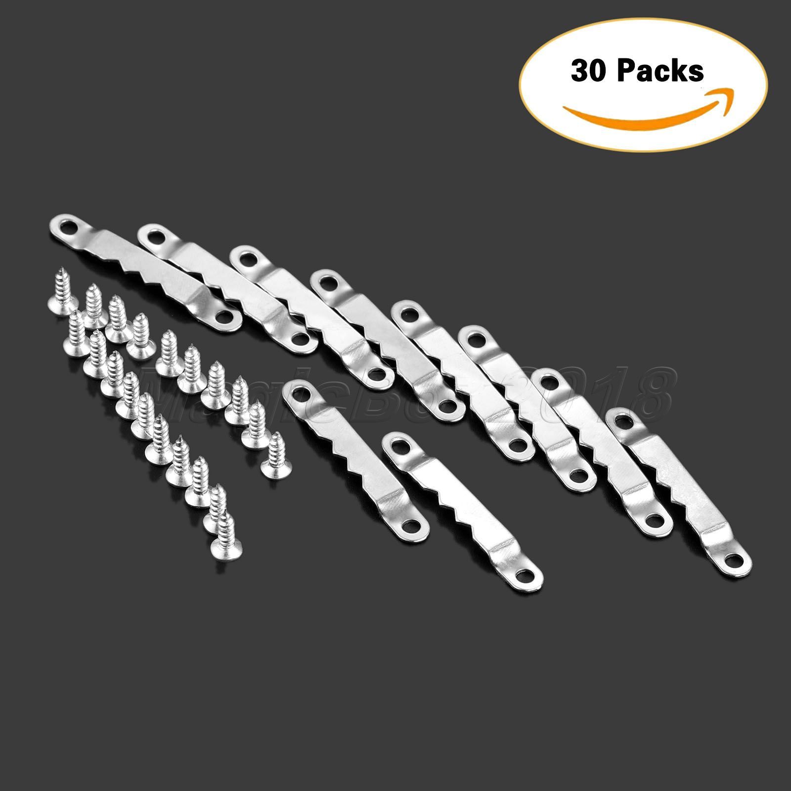 30Pcs 42.4*6.4mm Silver Saw Tooth Hanging Picture Frame Hanger Hook +60 ...
