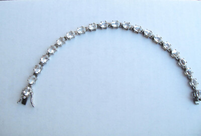 Vintage HAN Thailand White Topaz 925 Tennis Line Bracelet Oval Cut | eBay