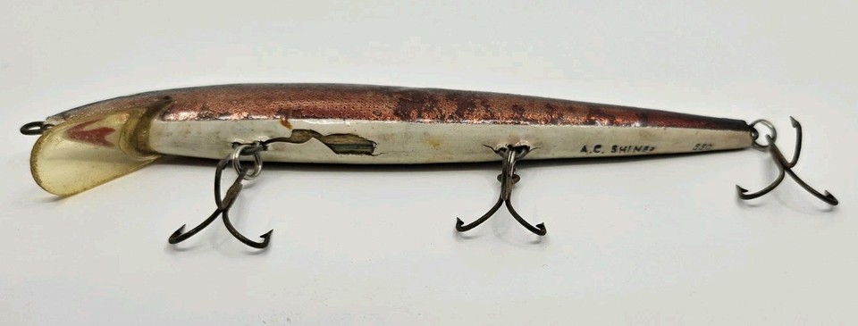 Vintage AC Shiners Fishing Lures 5 1/2 # 550 Silver - Blue Back Action ...