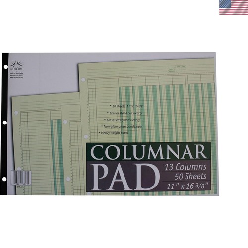 50 Sheet Green Columnar Pad, Standard Ruling, 11 x 16.375 Inches, Matte ...