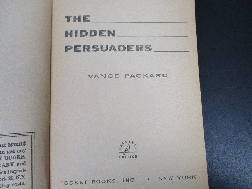 The Hidden Persuaders by Vance Packard 1959 Cardinal Edition Psychology ...