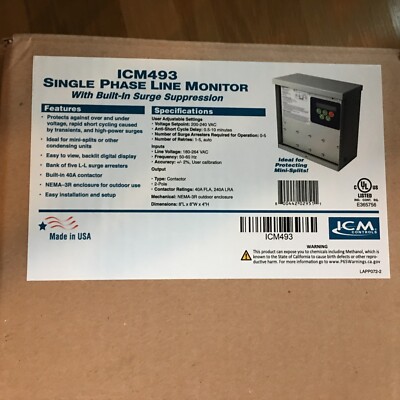 ICM Controls ICM493 - Single Phase Motor Protection | eBay