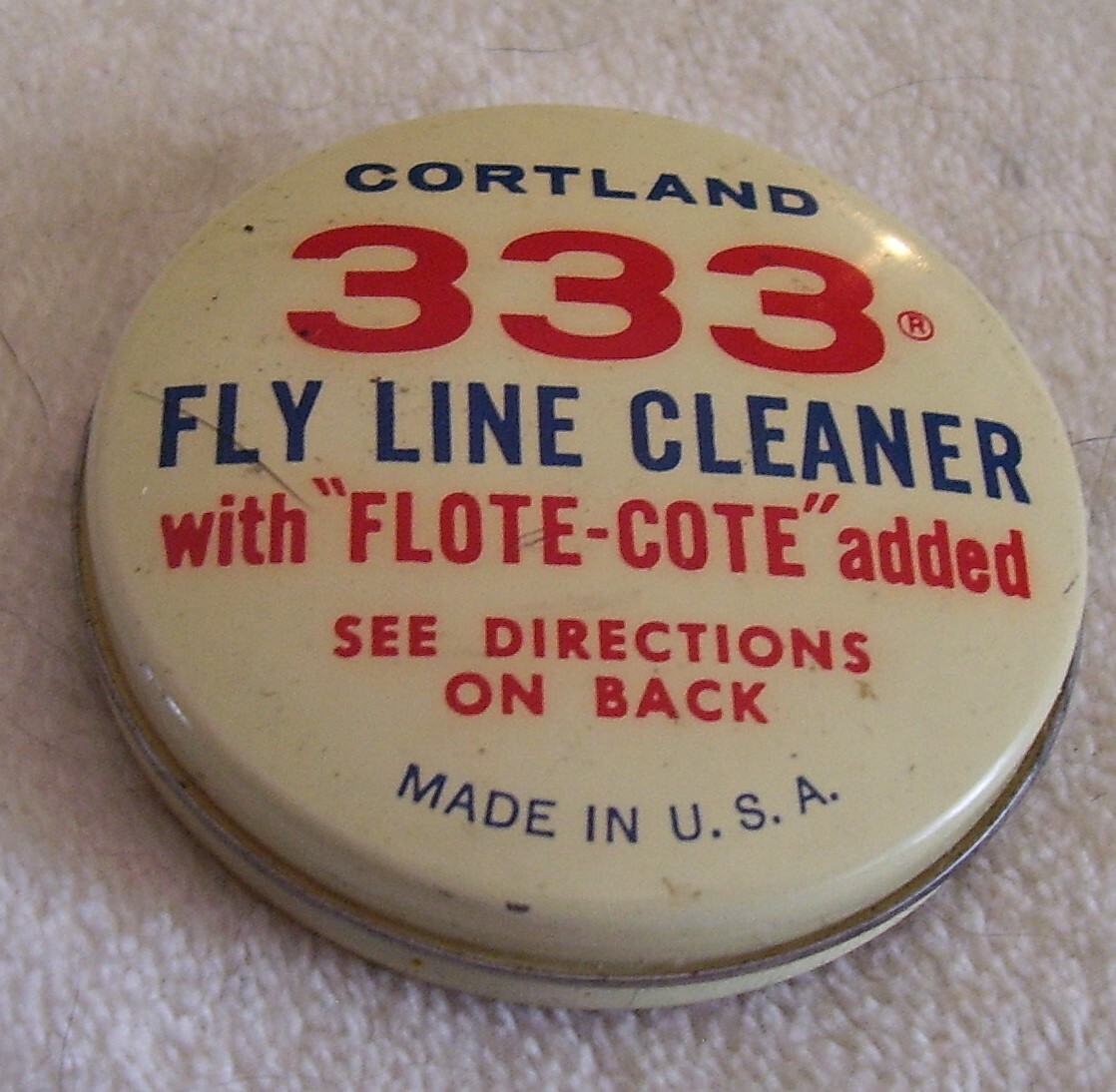 NICE VINTAGE CORTLAND 333 FLY LINE CLEANER 04/16/19POT ADVERTISING TIN ...