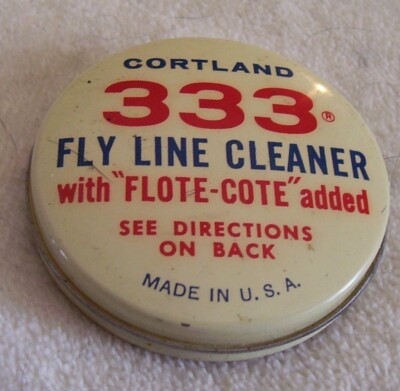 NICE VINTAGE CORTLAND 333 FLY LINE CLEANER 04/16/19POT ADVERTISING TIN ...