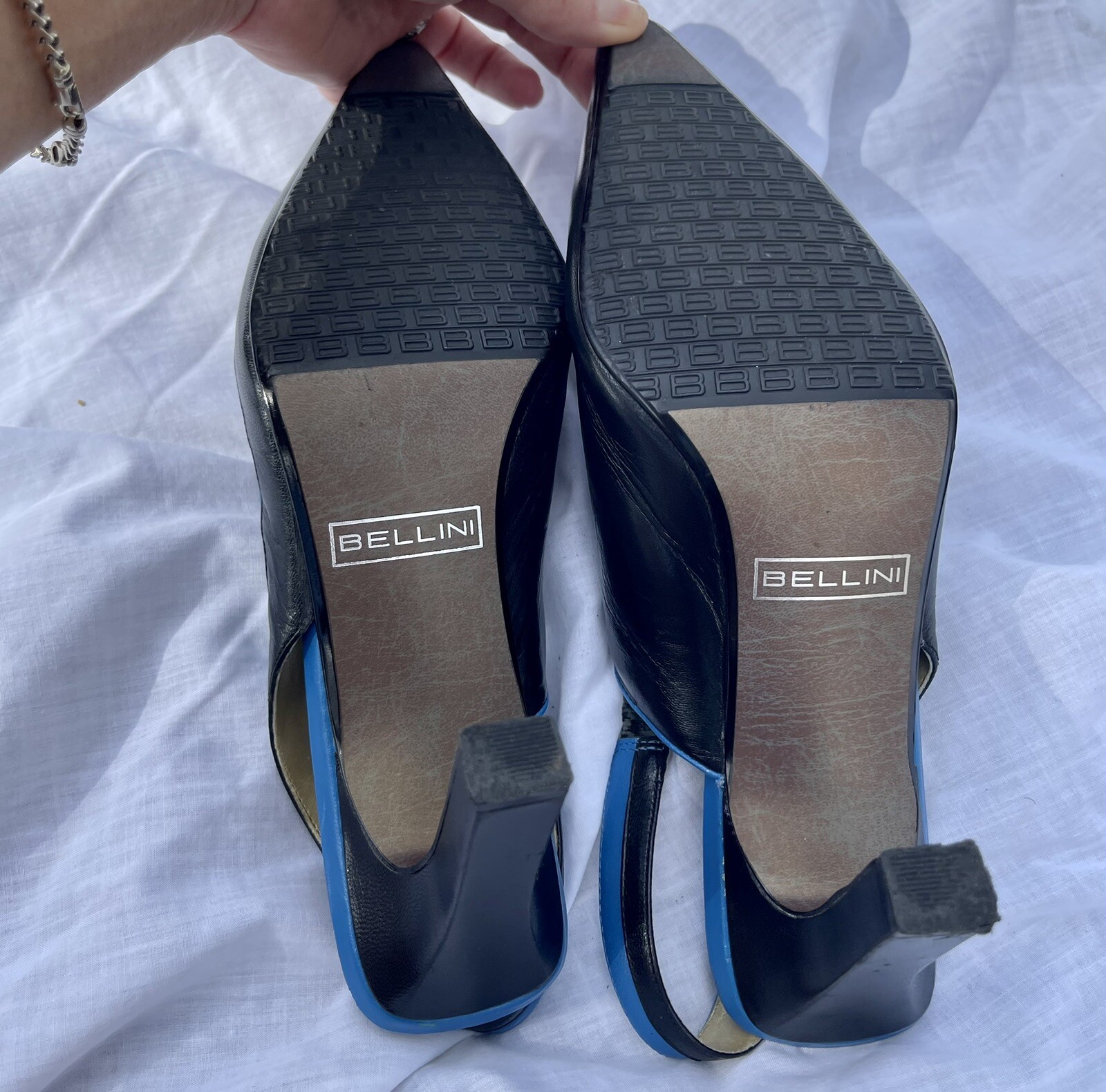 Bellini Black Heels With Navy Trim Size 9M. Super Nice! | eBay