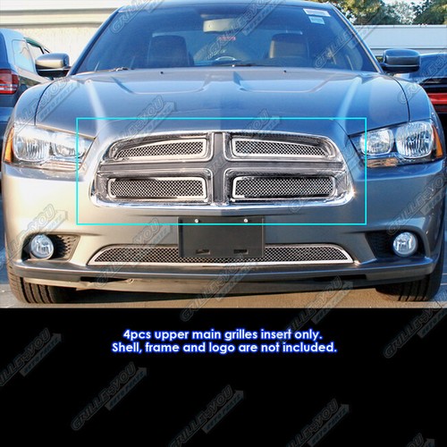 Fits 11-14 Dodge Charger Main Upper Stainless Steel Chrome Mesh Grille ...