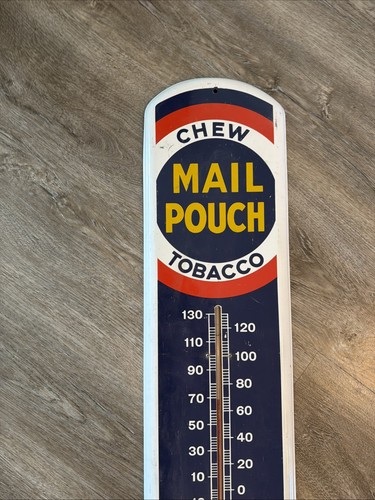 Antique Metal Mail Pouch Thermometer Chewing Tobacco Advertising 39” X ...