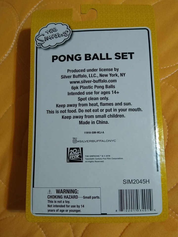 The Simpsons Homer Duff Beer Pong Ball Set Adult (6 Count) White Balls ...