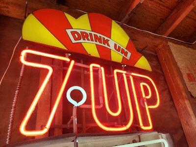 Antique 7up neon sign. RARE AUTHENTIC Vintage. Measures 24"wide x 32 ...