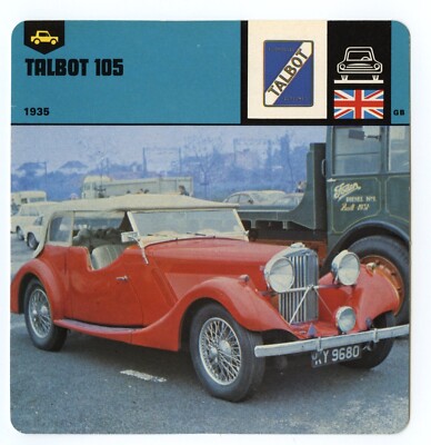 Talbot 105 - GT / Production Car Edito Service SA Auto Rally Card | eBay