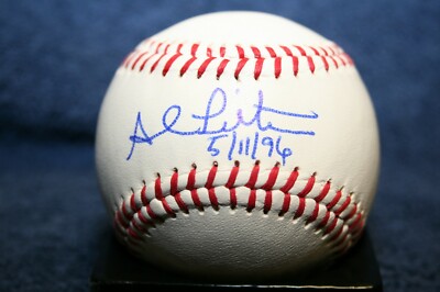 AL LEITER AUTOGRAPHED SIGNED BASEBALL NEW YORK YANKEES BLUE JAYS "5/11 ...