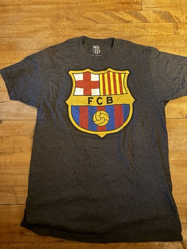FCB Barcelona Men’s Medium T-shirt Grey Big Badge Soccer Football | eBay