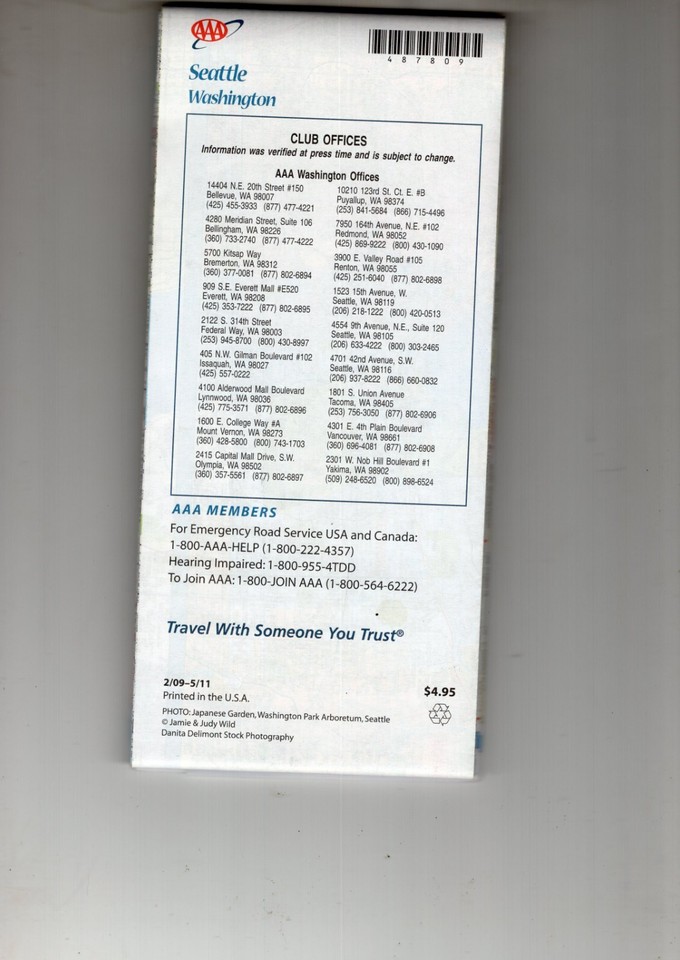 2009 -2011 AAA City Series Seattle Washington Map | eBay