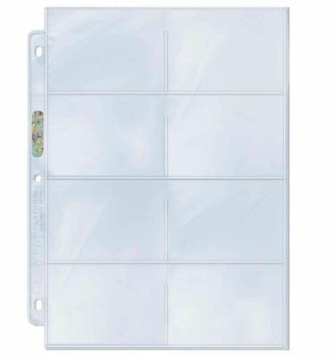 (100) Ultra Pro 8-Pocket Card Sheets Album Pages 2.75 x 3.5 Horizontal ...