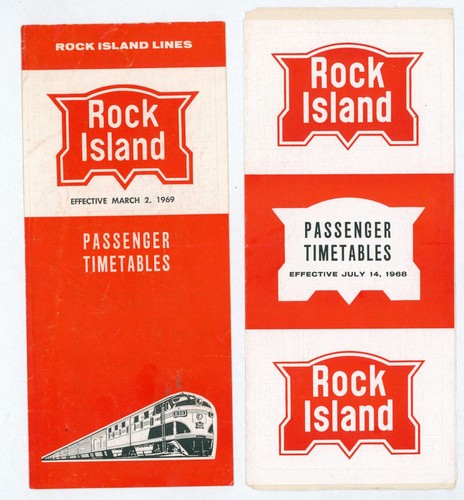 1968-9 Rock Island Lines Railroad Public Timetables Pair Train ...