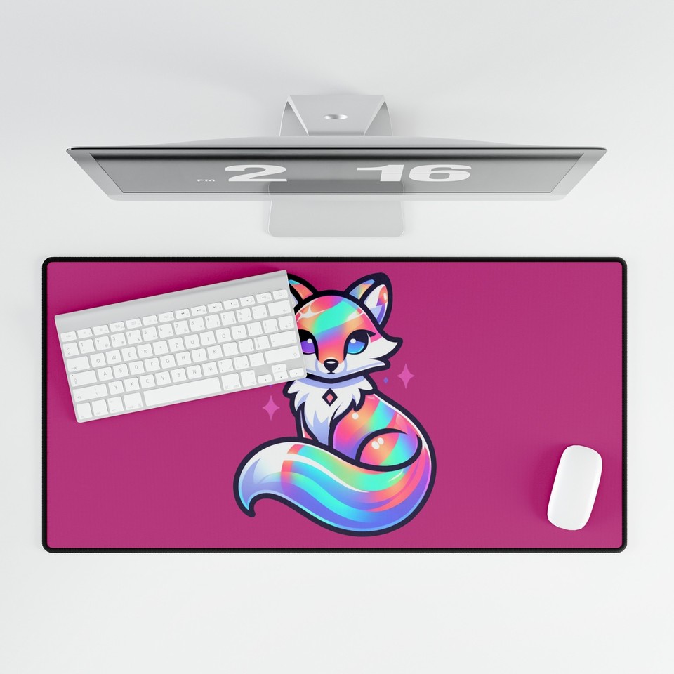 Vibrant Therian Rainbow Fox Desk Mat - Large Mouse Pad | eBay