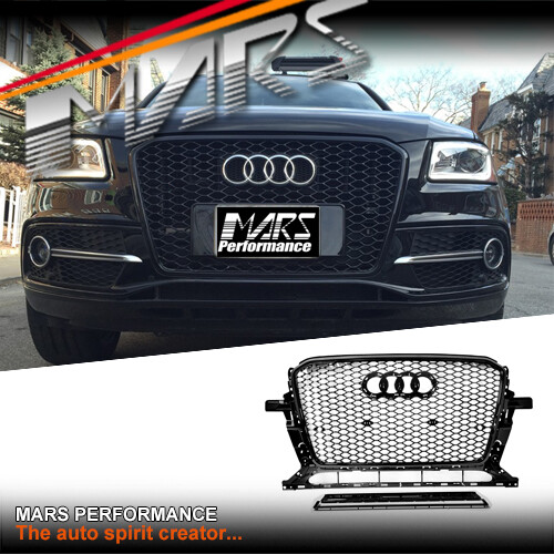 Gloss Black RS-Q5 Style Bumper Bar Grille Grill for AUDI Q5 8R 2013-16 ...