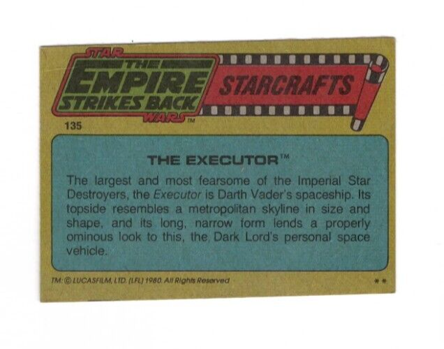 1980 Topps The Empire Strikes Back 2 card #135 Starcrafts The Executor ...