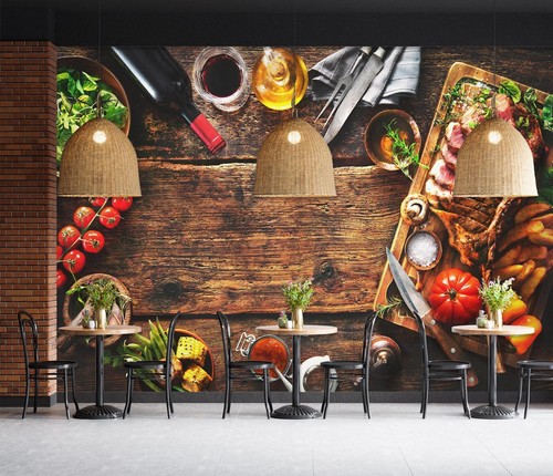 3D Restaurant Steak A7035 Wallpaper Wall Murals Self-adhesive ...