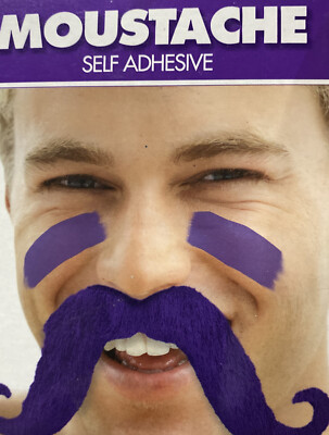 FAKE MOUSTACHE - Purple Self Adhesive, NEW Purple Moustache | eBay
