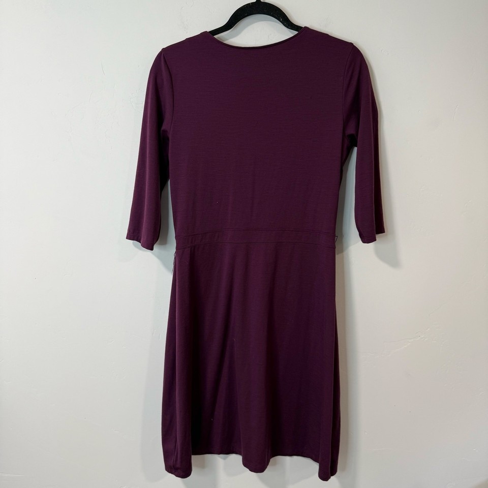 Smartwool Women's Merino Wool Dress 3/4 Sleeve V neck Purple Medium ...