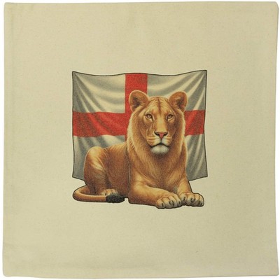 40cm x 40cm 'England Flag With Lioness' Canvas Cushion Cover ...