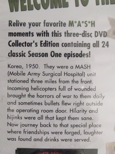 MASH - Season 1 (DVD, 2004, 3-Disc Set, Checkpoint) for sale online | eBay