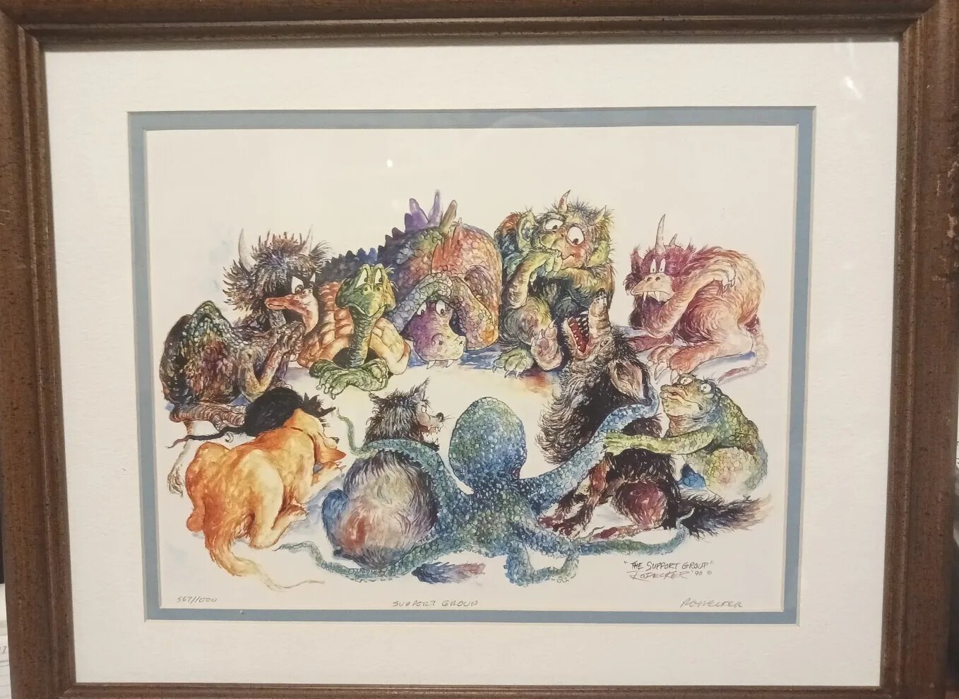 Ron Rodecker SIGNED framed Limited Lithograph Print "The Support Group ...
