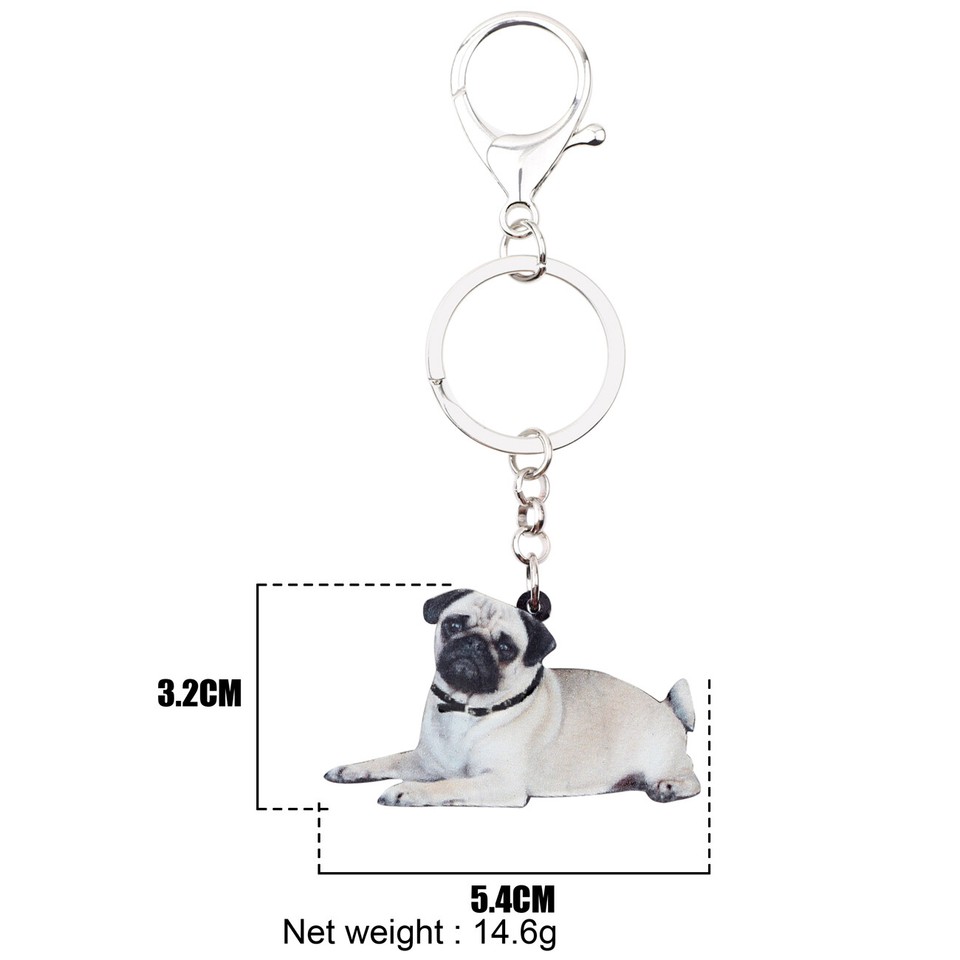 Acrylic French Bulldog Keychains Pet Animal Keyrings Jewelry For Women ...