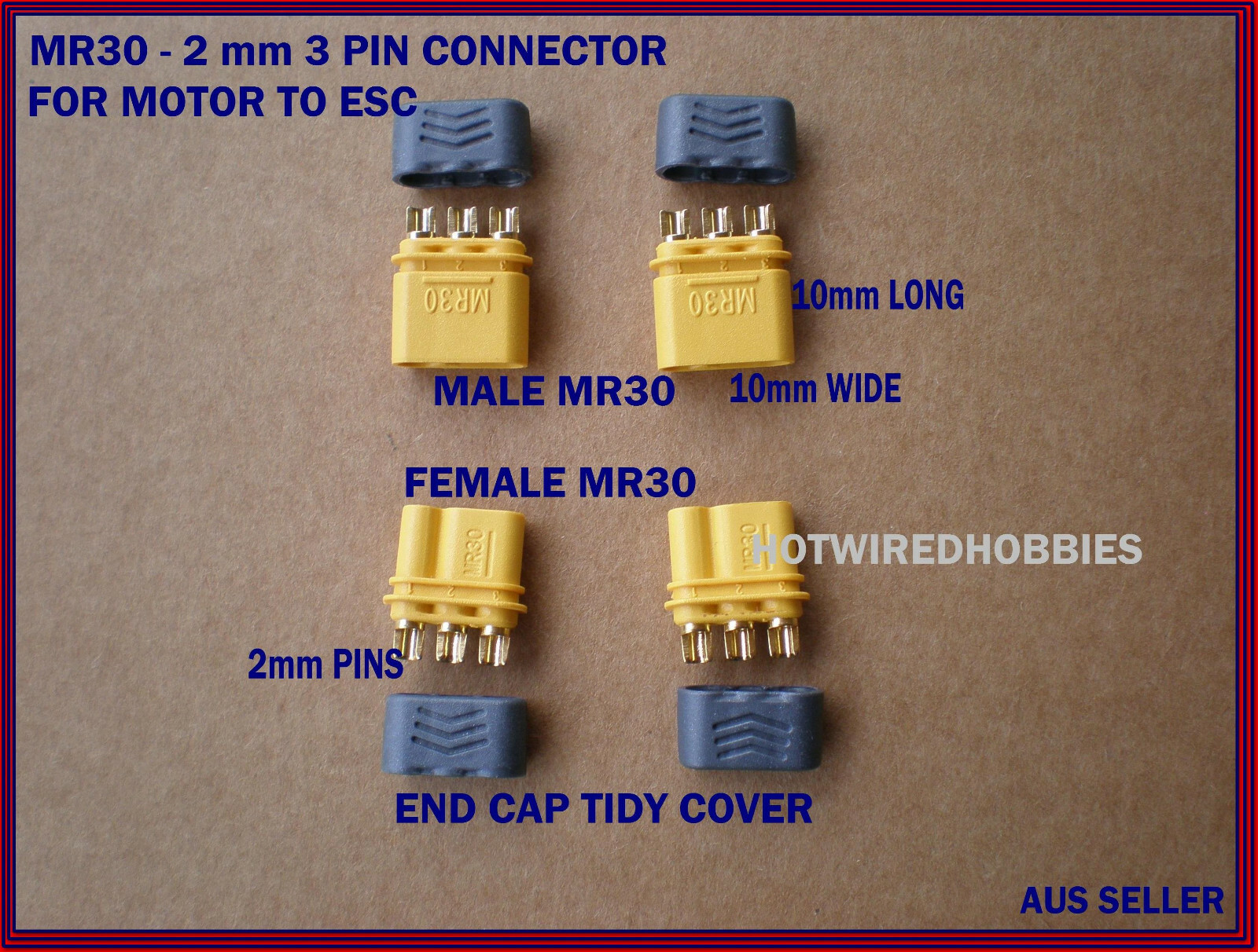 MR30 3 PIN MOTOR TO ESC CONNECTOR YELLOW XT60 DEANS ACCUCEL 6 IMAX B6AC ...