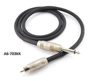 3ft Kirlin 1/4" Mono Plug to Single RCA Plug 20AWG Noise Free Audio ...