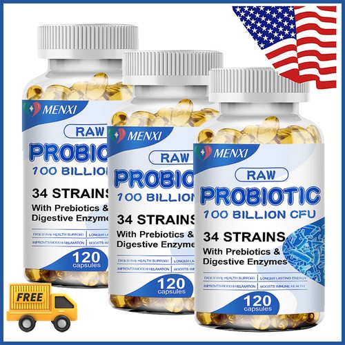 Raw Probiotics 100 Billion CFU Potency Digestive Immune Health 3 x 120 ...