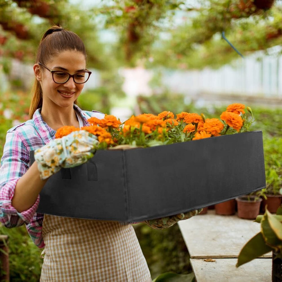Rectangle Plant Grow Bag, 2Pack 30L Fabric Raised Garden Bed Thickened ...