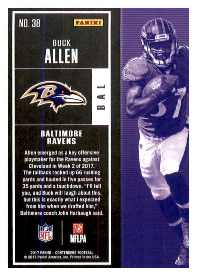 2017 Contenders Javorius Allen Buck NFL Base Card PWE Set Break Ravens ...
