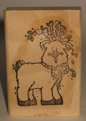 Rubber Stamp Hook's Lines & Inkers Reindeer Wood Mount 2" x 3" | eBay