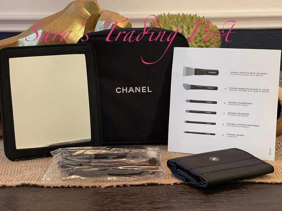 1 Chanel Collection 6 Essential MINI BRUSH Makeup SET w/Mirror+Bag ...