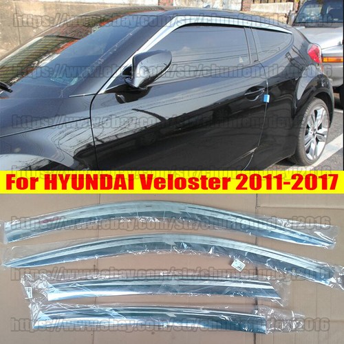 For HYUNDAI Veloster 2011-2017 Chrome Window Sun Vent Visor Guards Trim ...