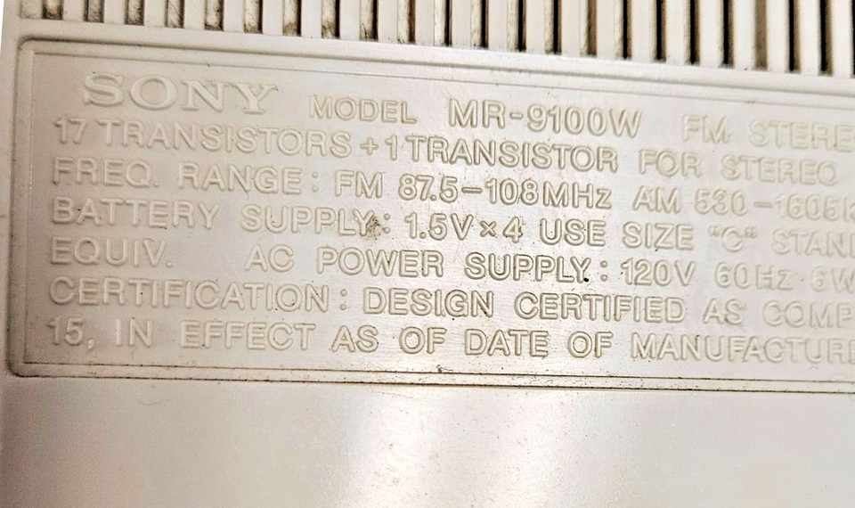 Vintage Sony Matrix Sound System MR-9100W FM Stereo/AM Radio *READ* | eBay