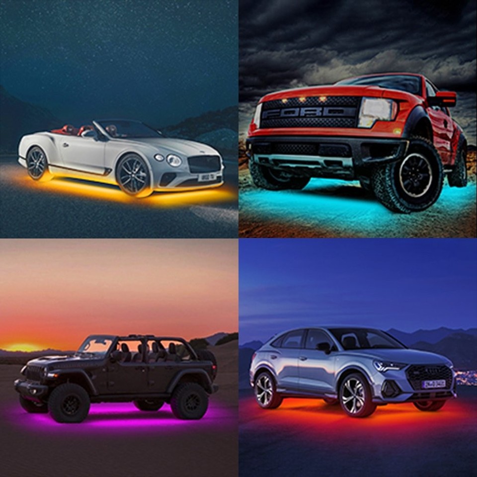 APP Remote RGB LED Strip Under Car Tube Underglow Underbody System Neon ...